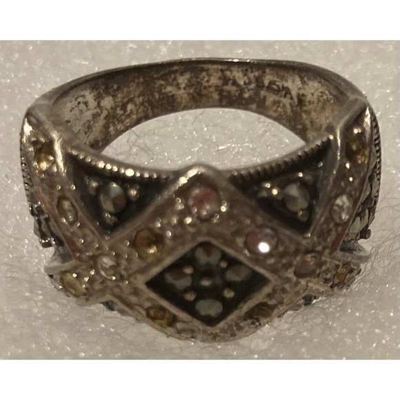 Jewelry | Vintage Sterling Silver Ring Nice Sparkly Stones Design Size ...